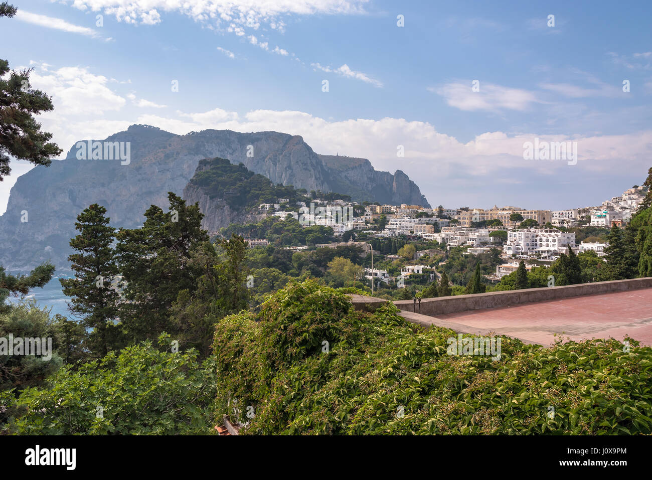 View of Capri Island with luxury villas, Campania, Italy Stock Photo ...