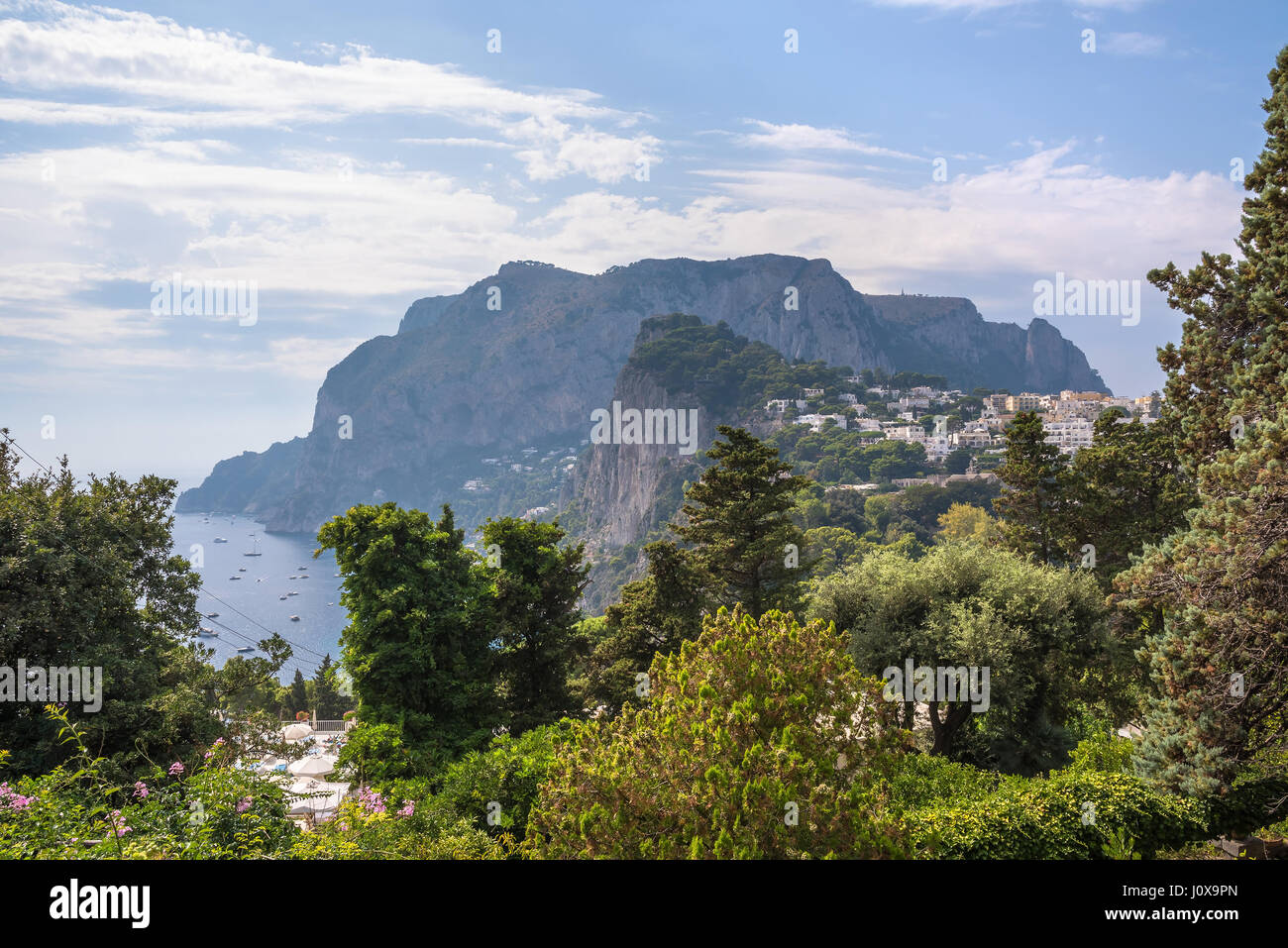 View of Capri Island with luxury villas, Campania, Italy Stock Photo ...