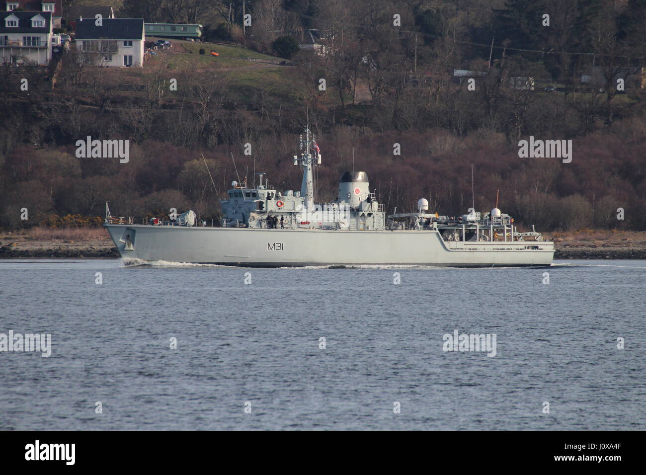 HMS Cattistock (M31), a Hunt-class mine countermeasures vessel of the ...