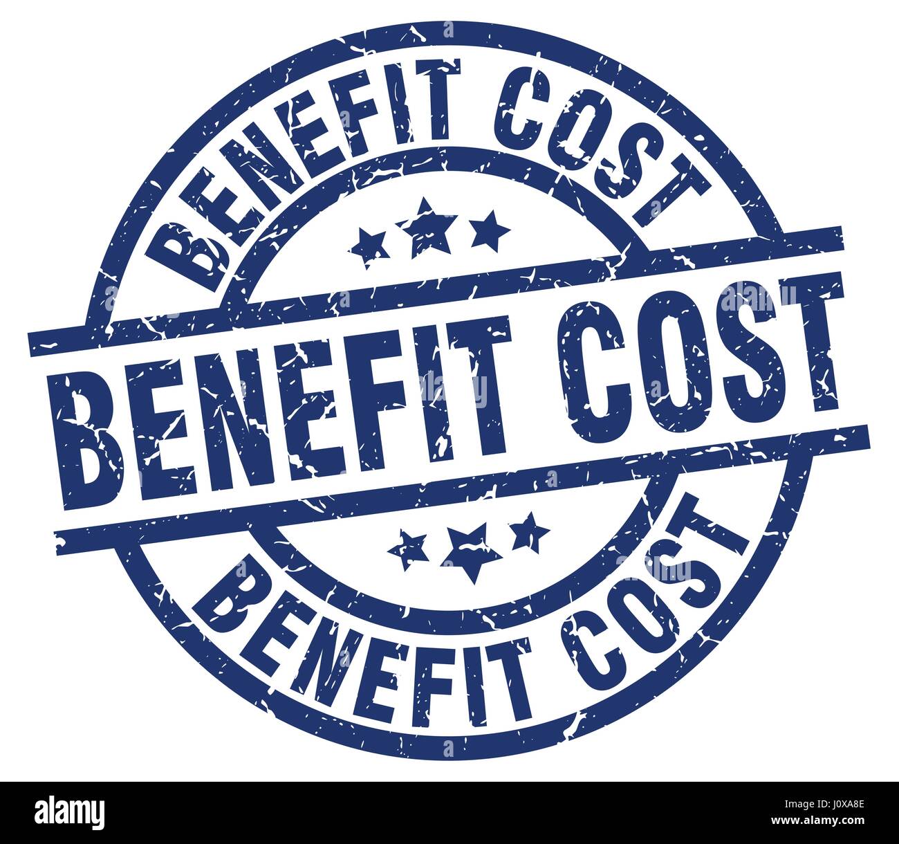 benefit cost blue round grunge stamp Stock Vector Image & Art - Alamy