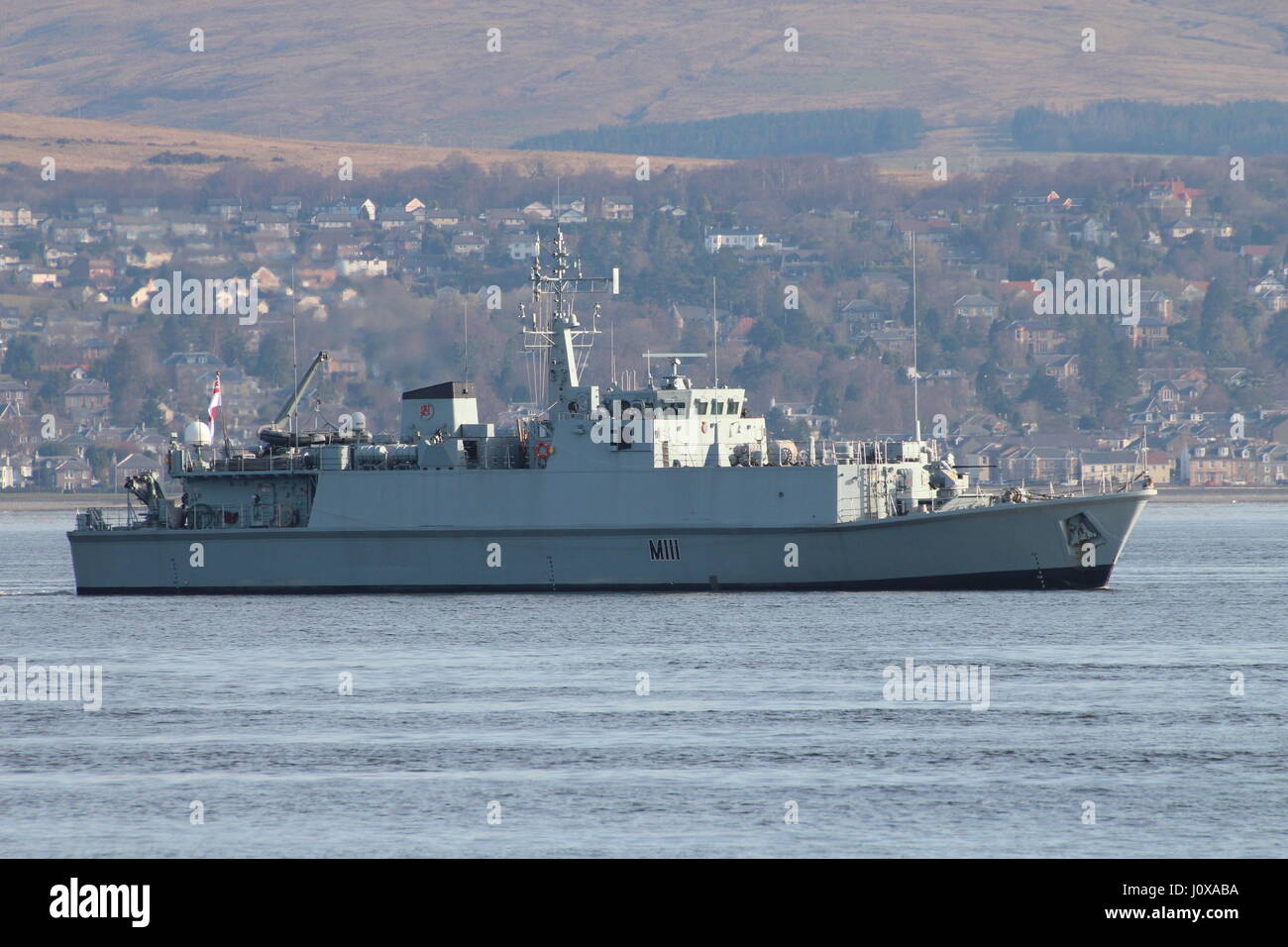 HMS Blyth (M111), a Sandown-class minesweeper of the Royal Navy, off ...