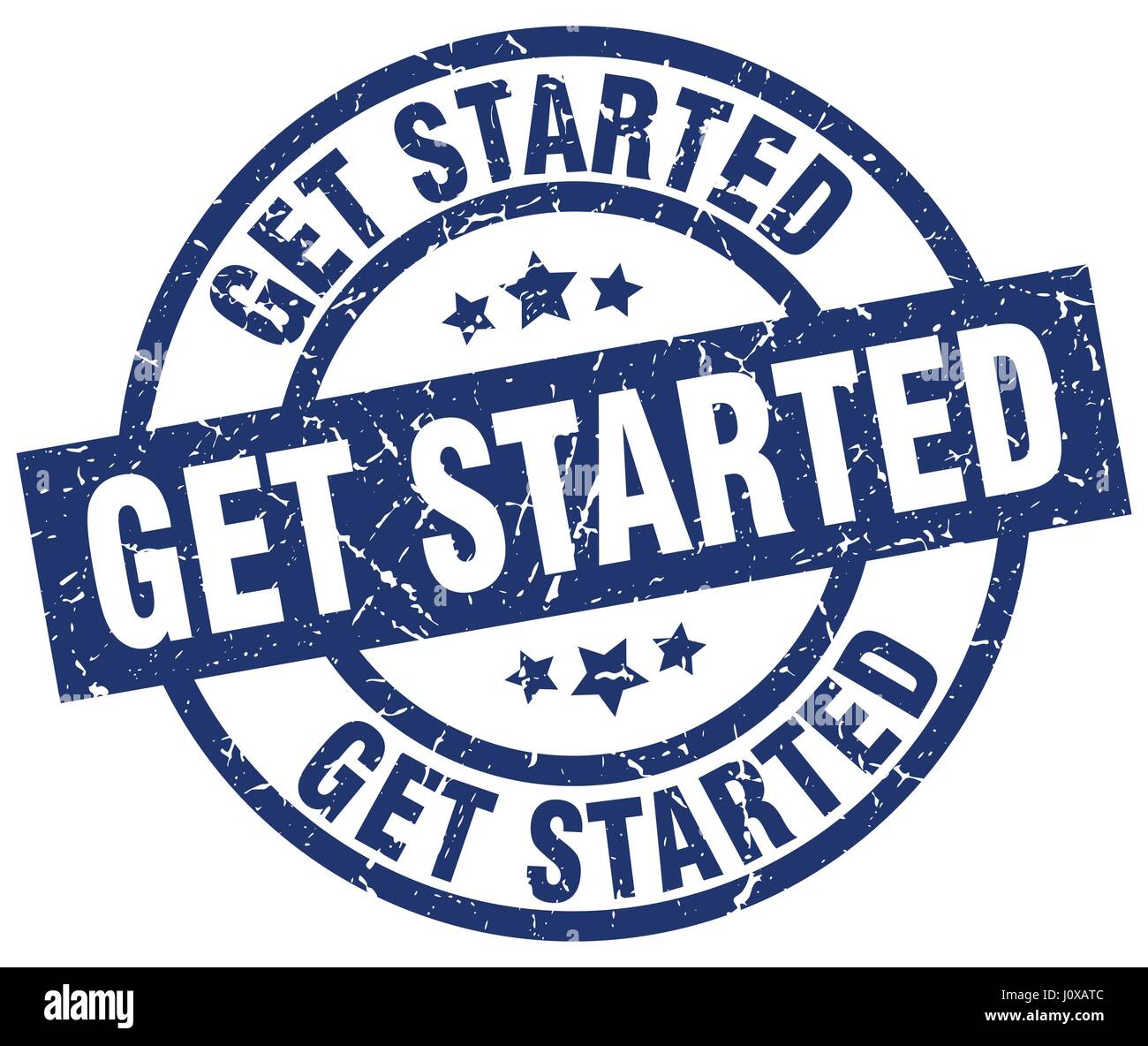 get started blue round grunge stamp Stock Vector Image & Art - Alamy