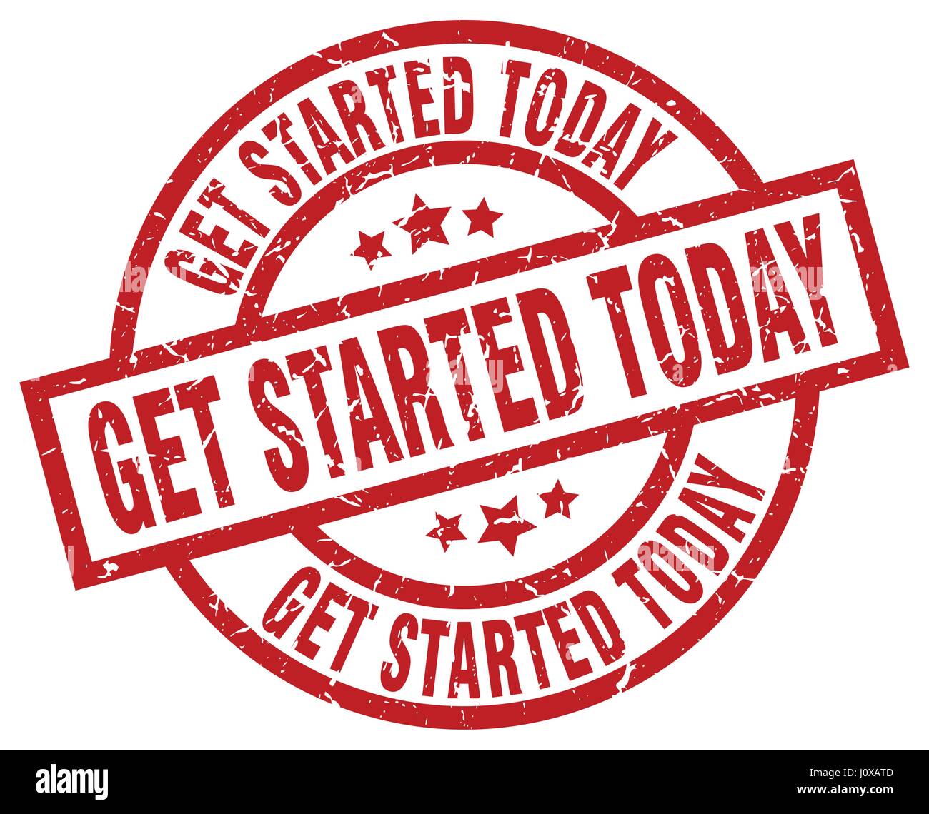 get started today round red grunge stamp Stock Vector Image & Art - Alamy