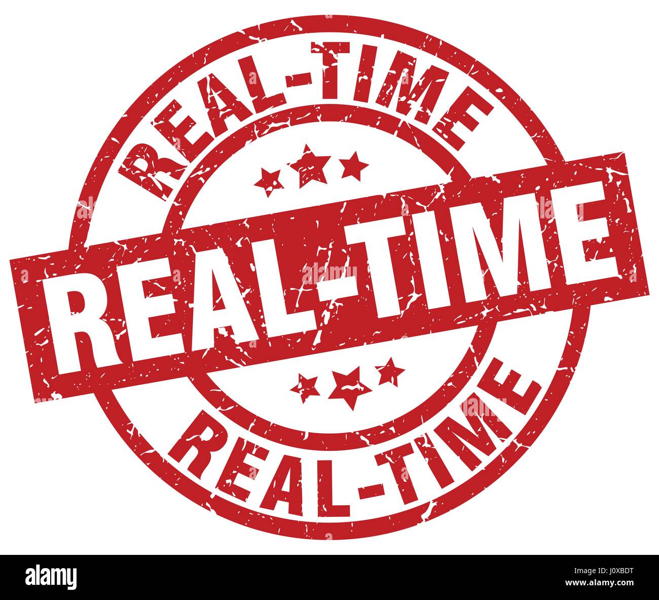 real-time round red grunge stamp Stock Vector Image & Art - Alamy