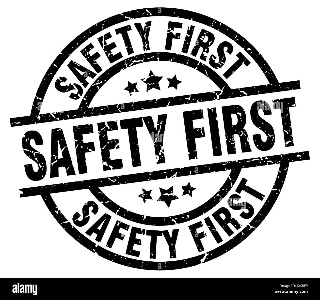 safety first round grunge black stamp Stock Vector Image & Art - Alamy