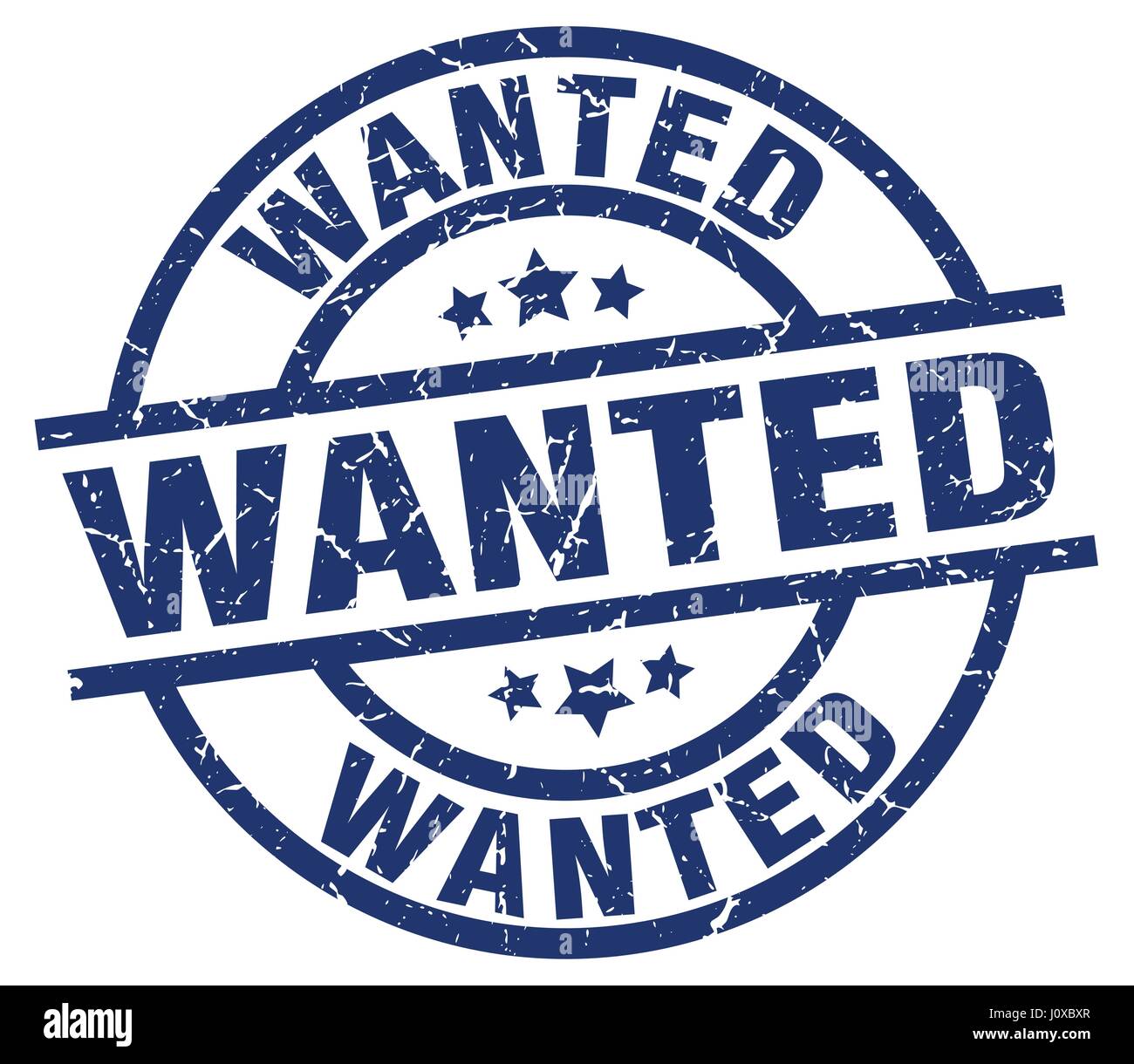 wanted blue round grunge stamp Stock Vector Image & Art - Alamy