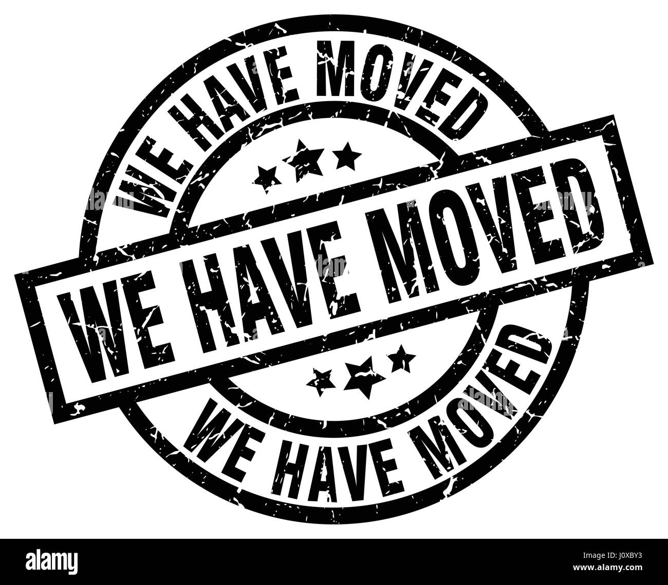 we have moved round grunge black stamp Stock Vector Image & Art - Alamy
