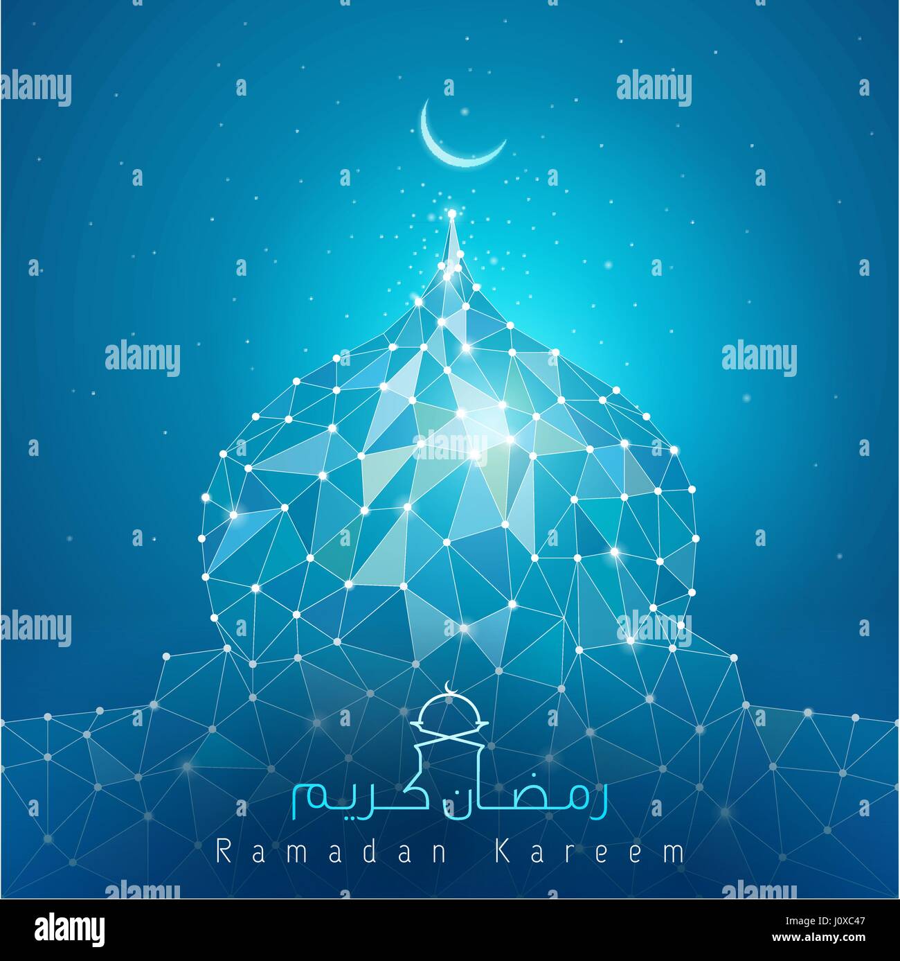 ramadan kareem line mosque dome mosaic for greeting Stock Vector Image ...