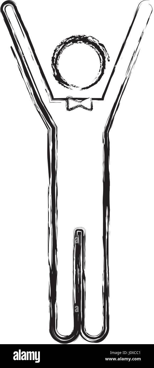 blurred silhouette pictogram of waiter with extended arms Stock Vector ...