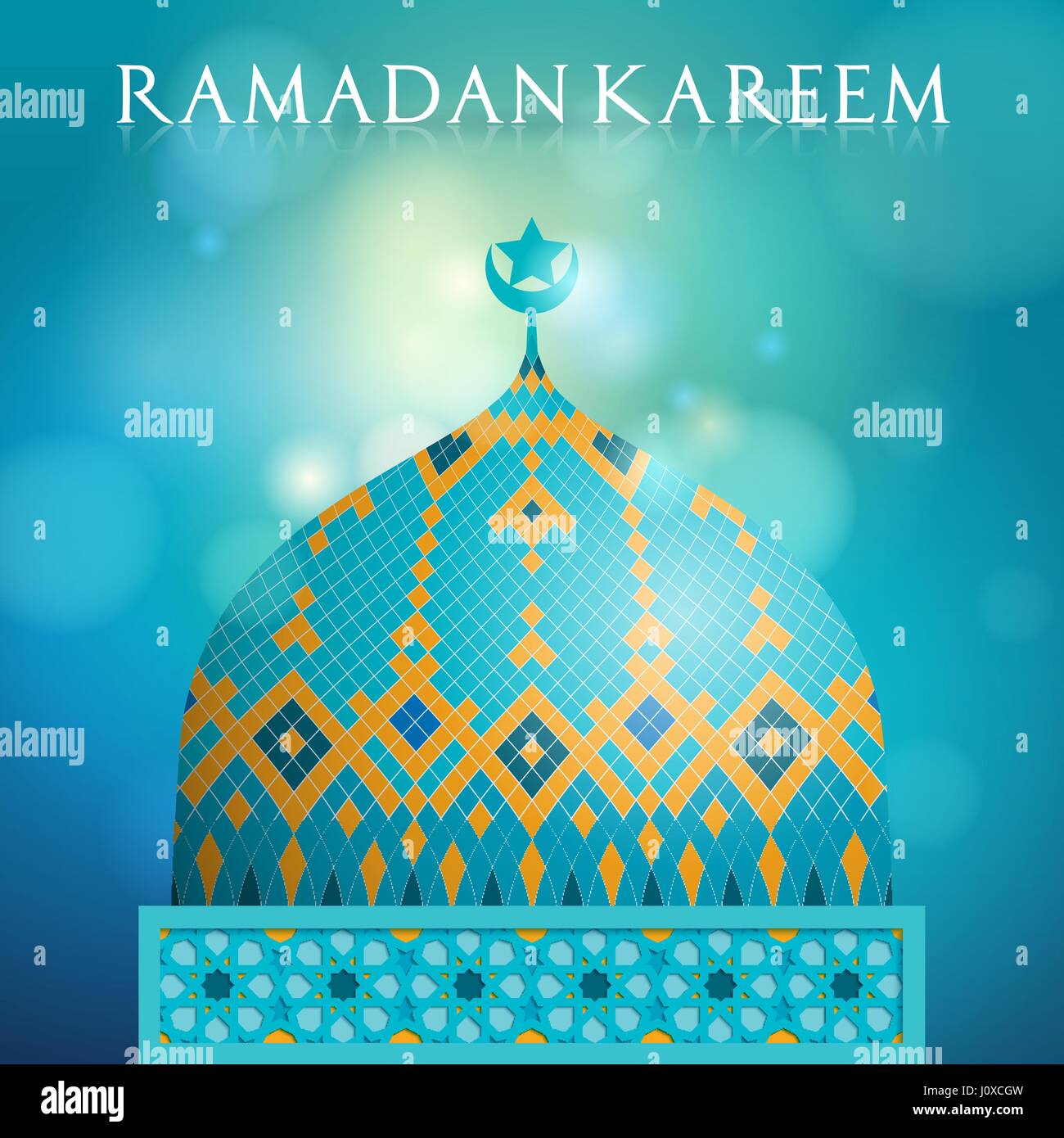 ramadan kareem islamic dome mosque colorful arabic pattern mosaic Stock ...