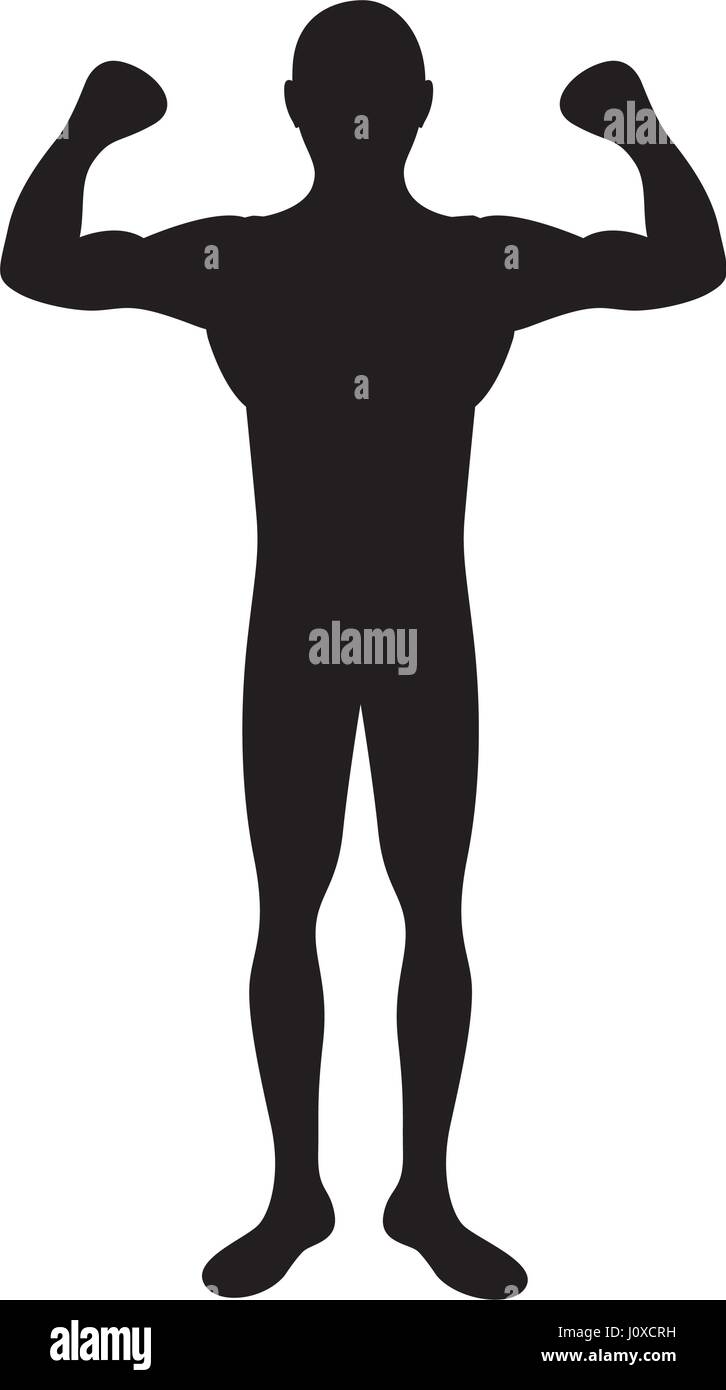 Black Silhouette Big Muscle Man Stock Photos & Black Silhouette Big ...