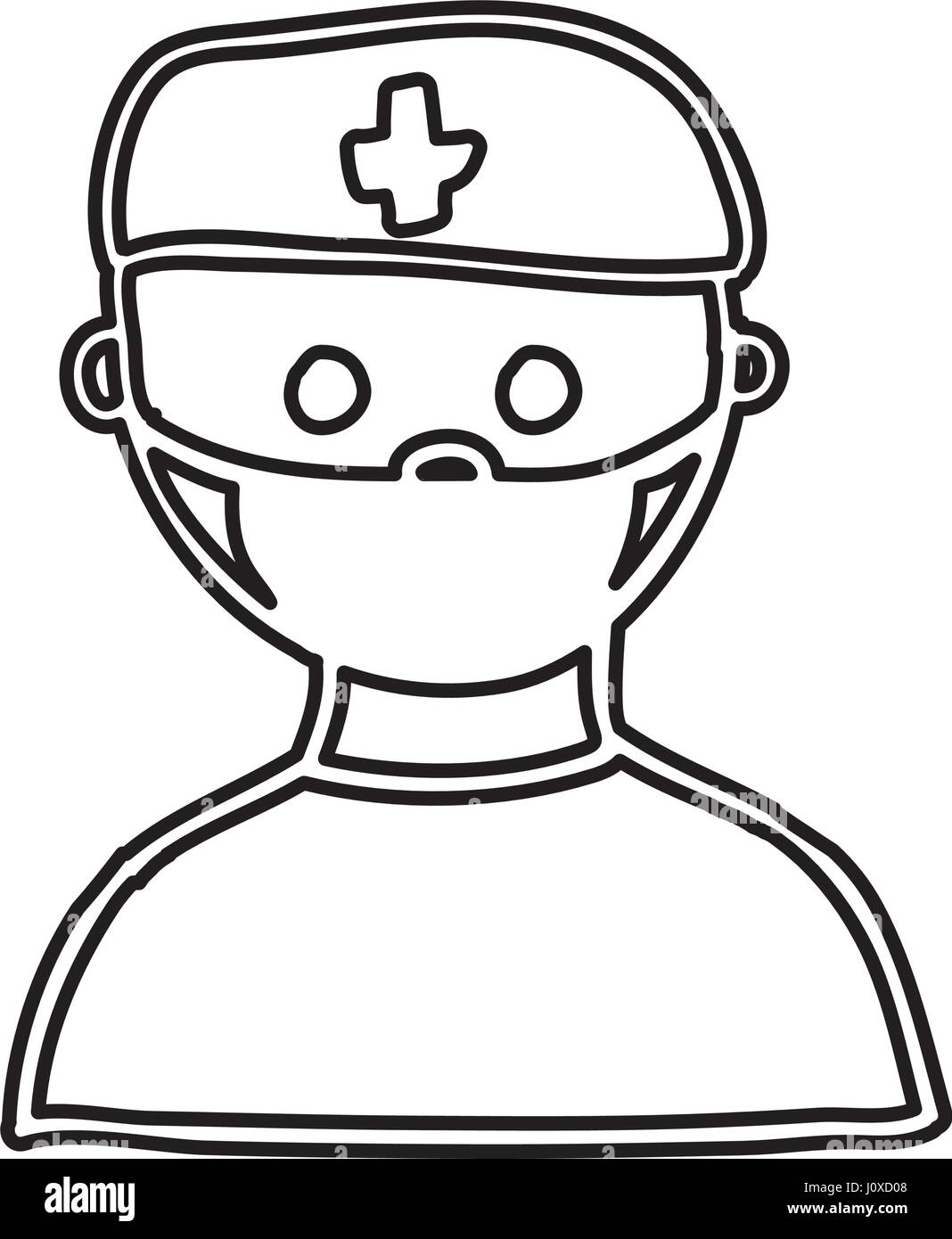 monochrome hand drawn contour of male nurse half body Stock Vector ...