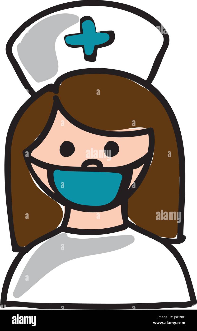 colorful hand drawn silhouette of female nurse half body Stock Vector ...