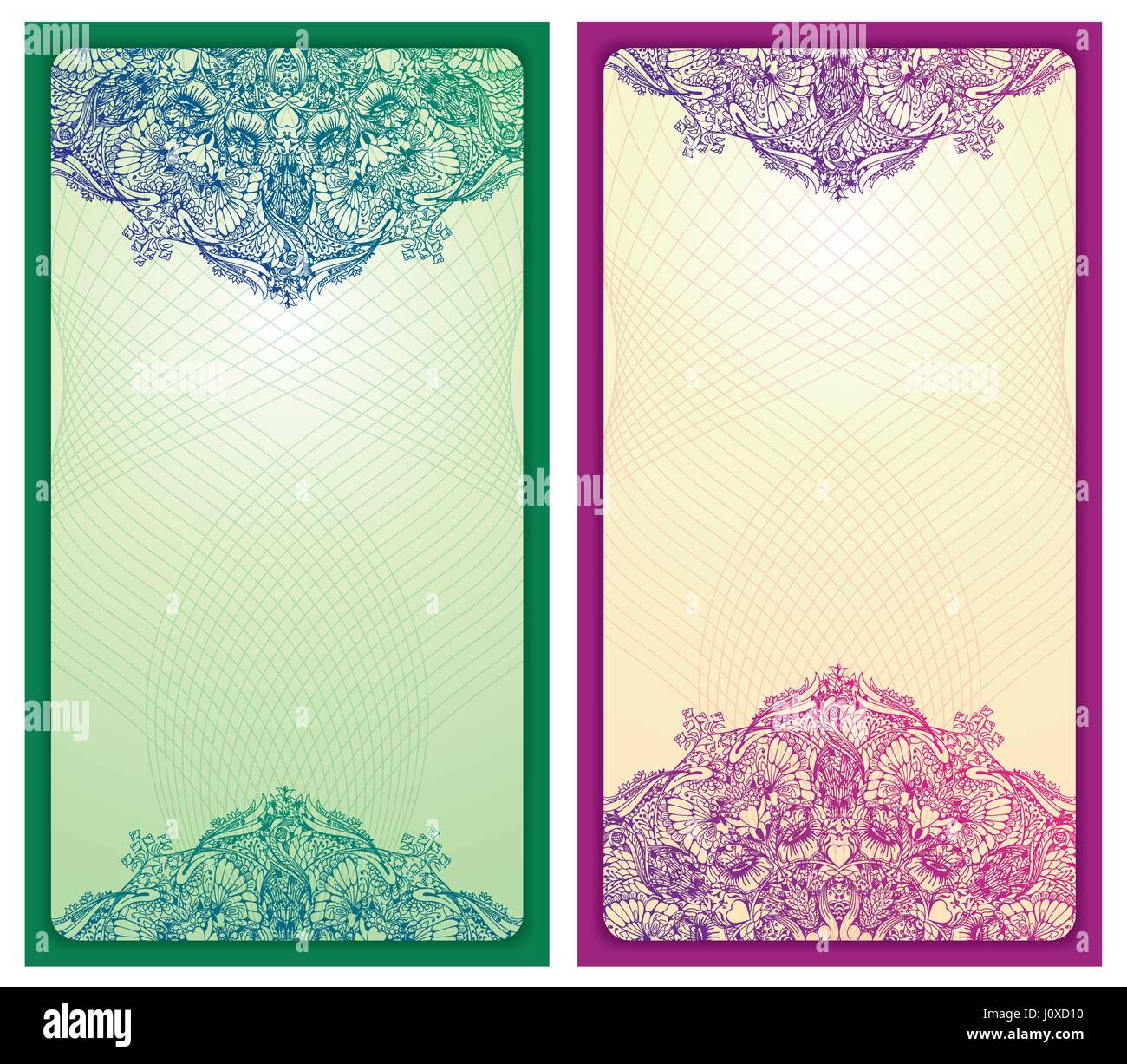 Hand drawn vector floral pattern ornament greeting card template Stock ...