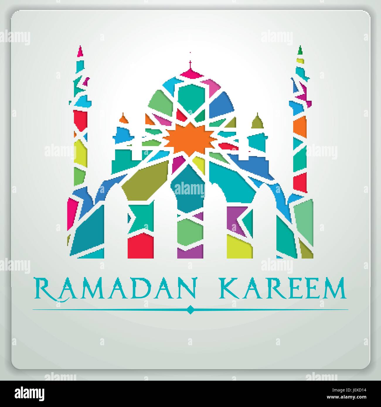 Ramadan kareem vector muslim mosque mosaic tiles colourful geometric ...
