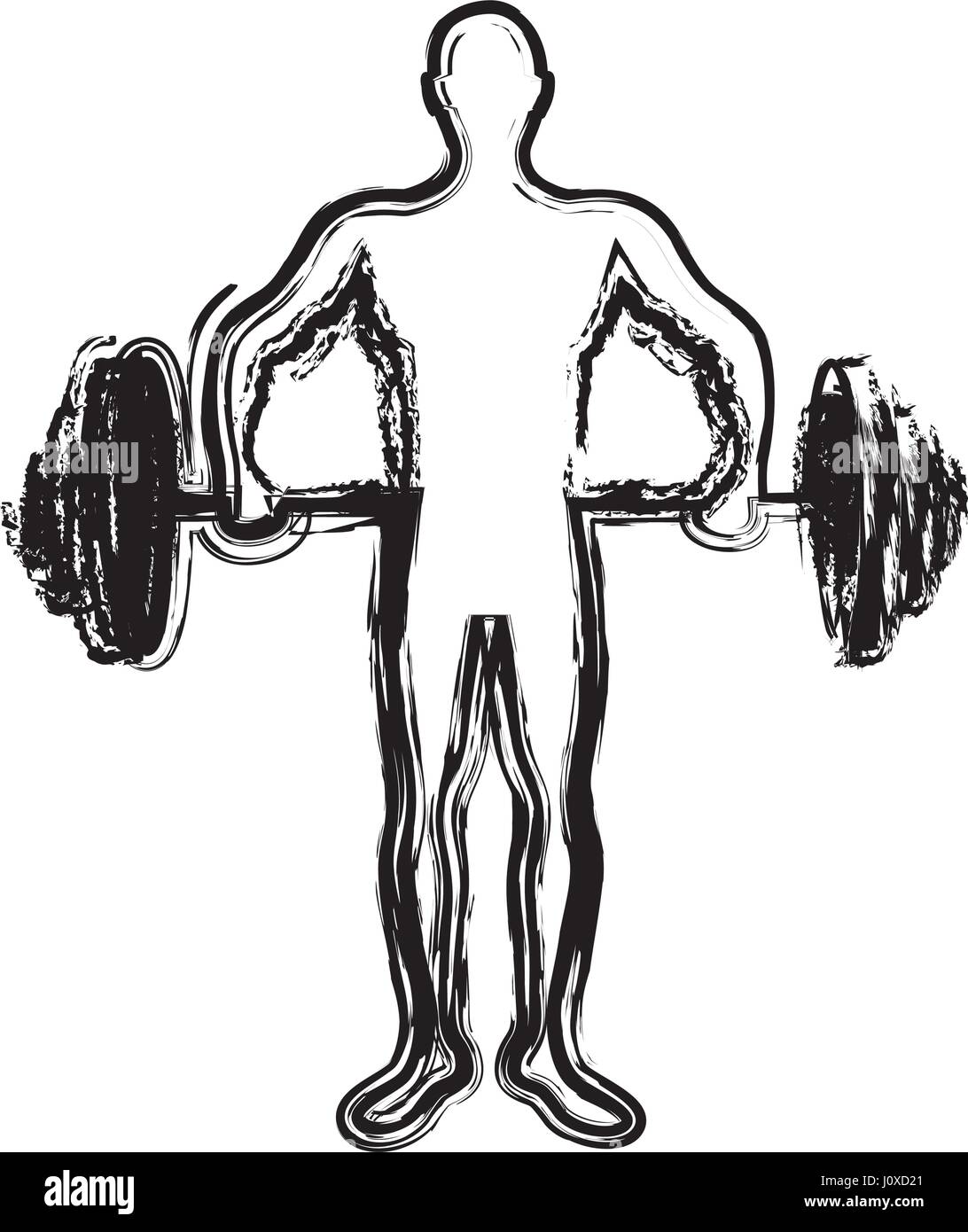 monochrome sketch of man weightlifting Stock Vector Image & Art - Alamy