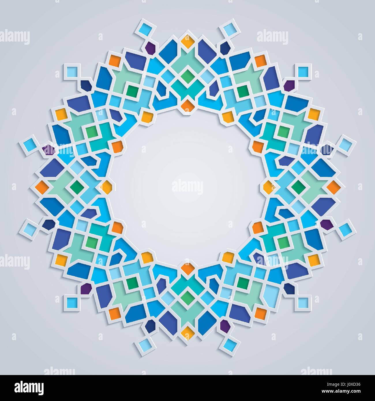 Round pattern colorful mosaic islamic geometric ornament Stock Vector ...