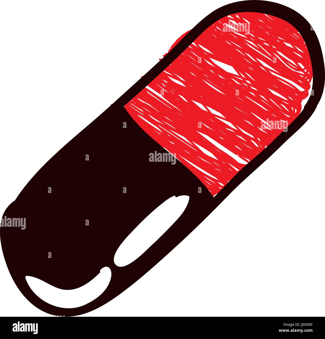 hand drawn silhouette with colored pencil of pill icon Stock Vector ...