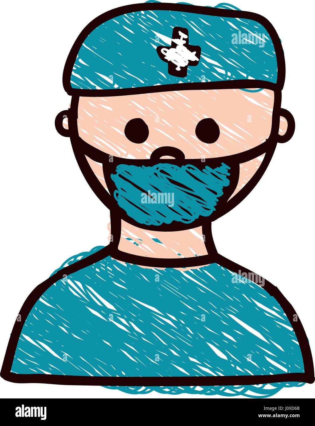 hand drawn silhouette with colored pencil of male nurse half body Stock ...