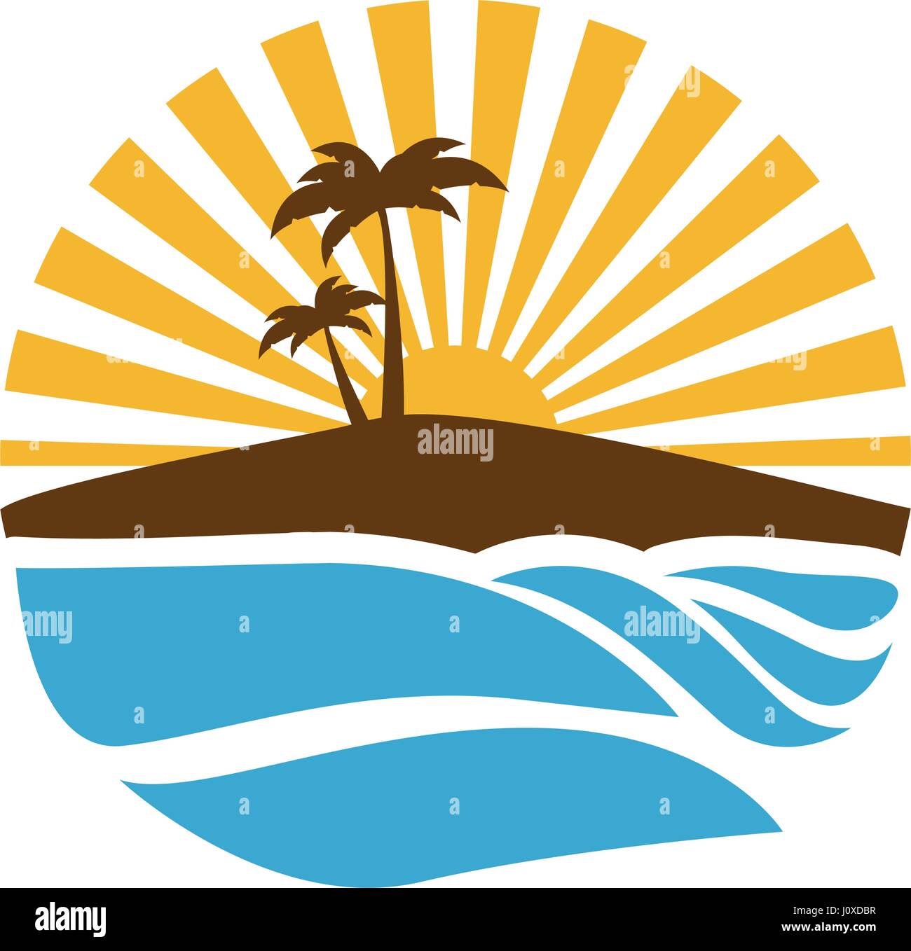 colorful circular background sunset in the beach with palms Stock ...