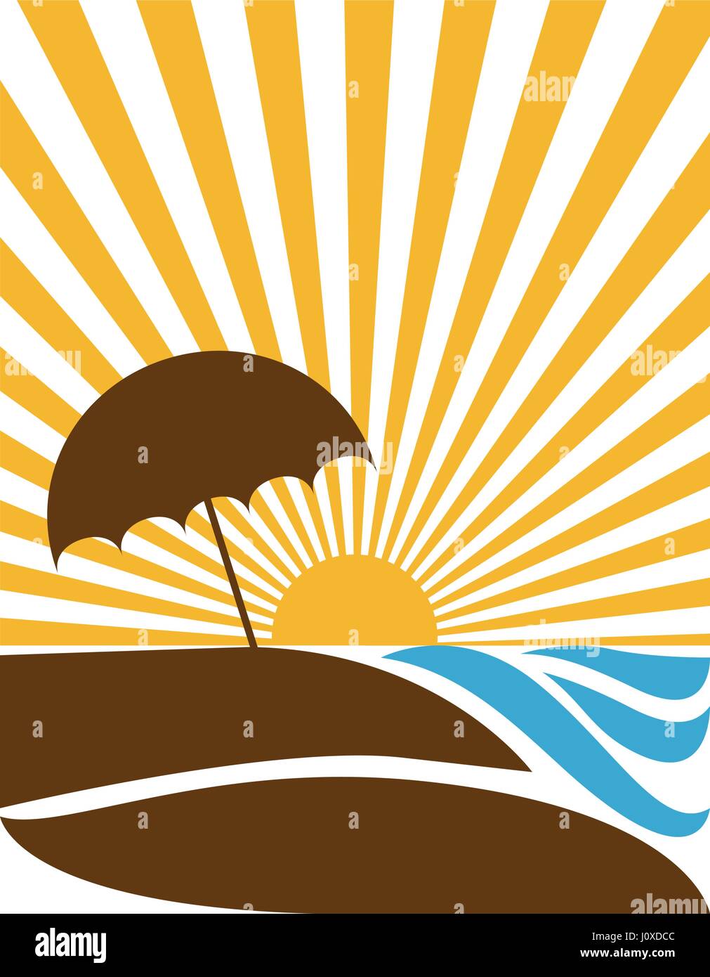 colorful rectangular background sunset with beach and umbrella Stock ...