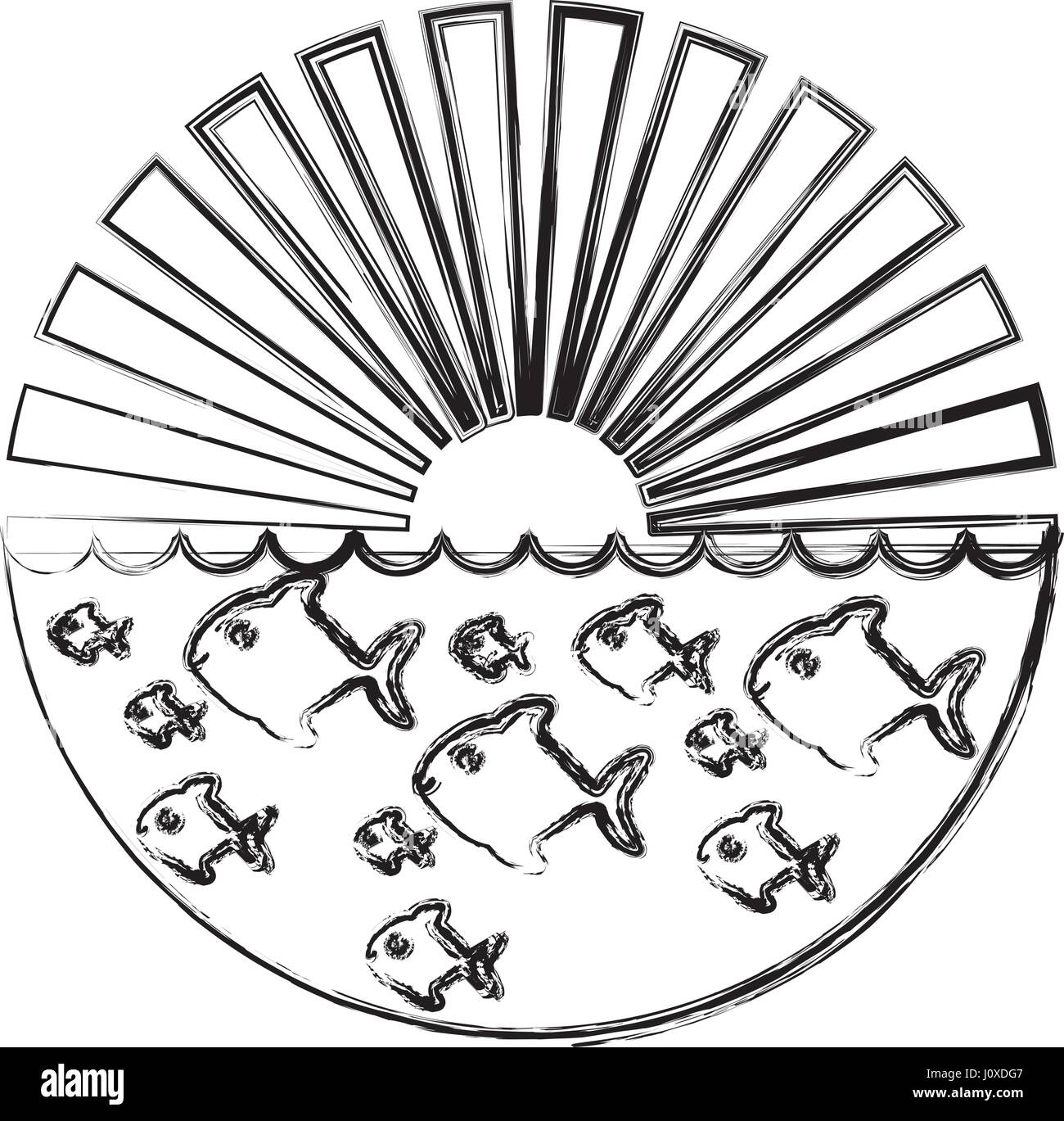 Nature sunset sea sky sun set water fishing Stock Vector Images - Alamy