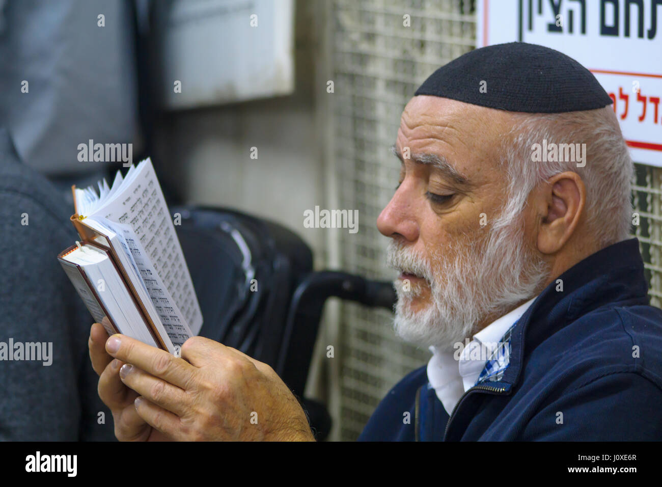 NETIVOT, ISRAEL - JANUARY 30, 2017: Jewish man pray at the Rabbi Israel ...