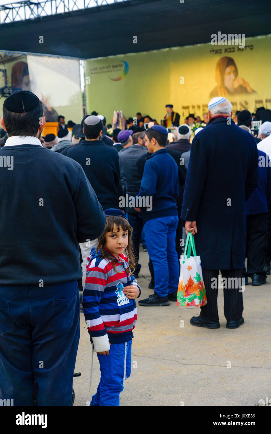 NETIVOT, ISRAEL - JANUARY 30, 2017: Jewish men attend a ceremony near ...