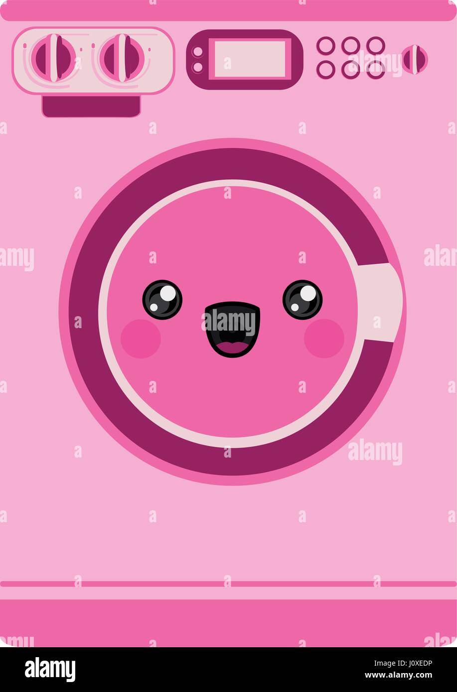 pink color silhouette of cartoon washing machine Stock Vector Image ...