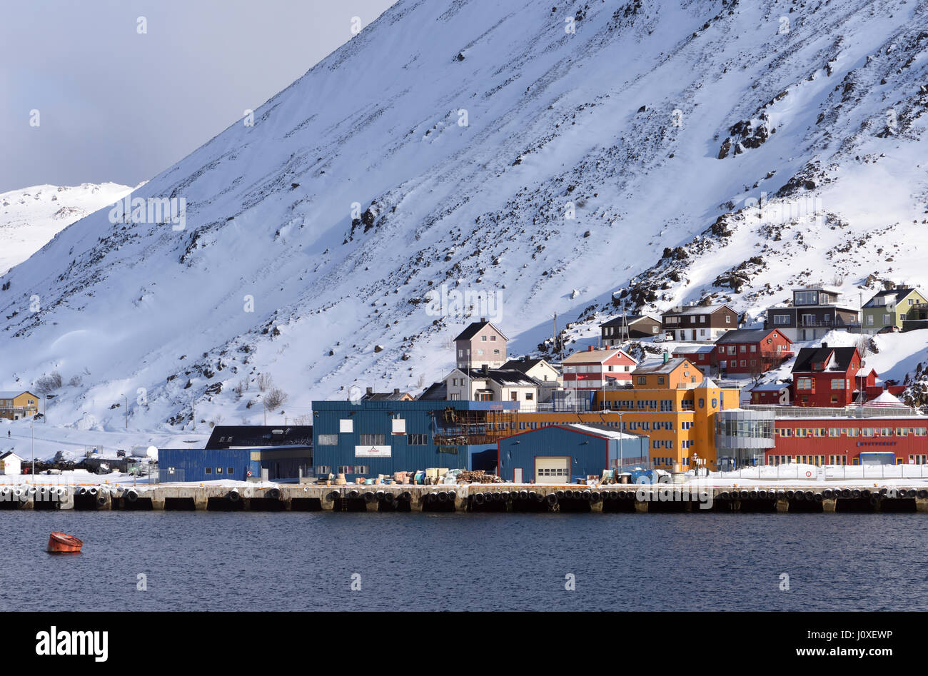 The harbour at Honningsvag, the northernmost city in Norway ...
