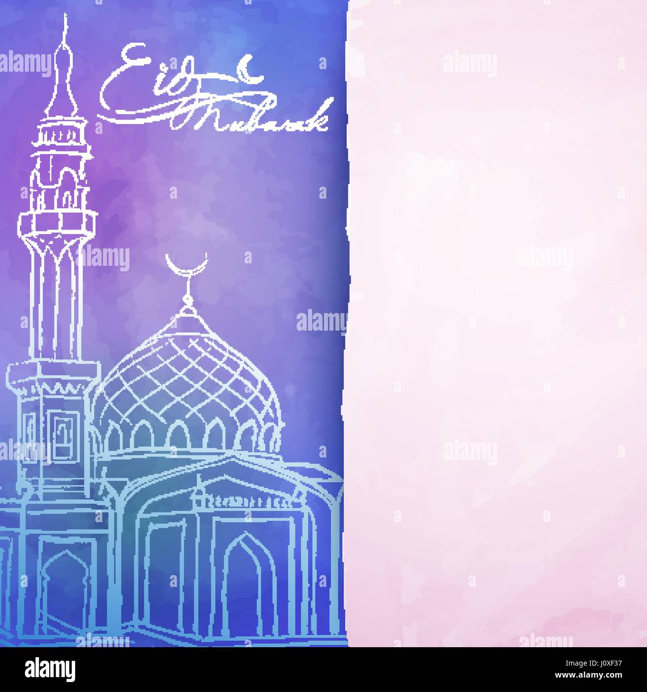 Eid Mubarak islamic mosque sketch for greeting template Stock Vector ...