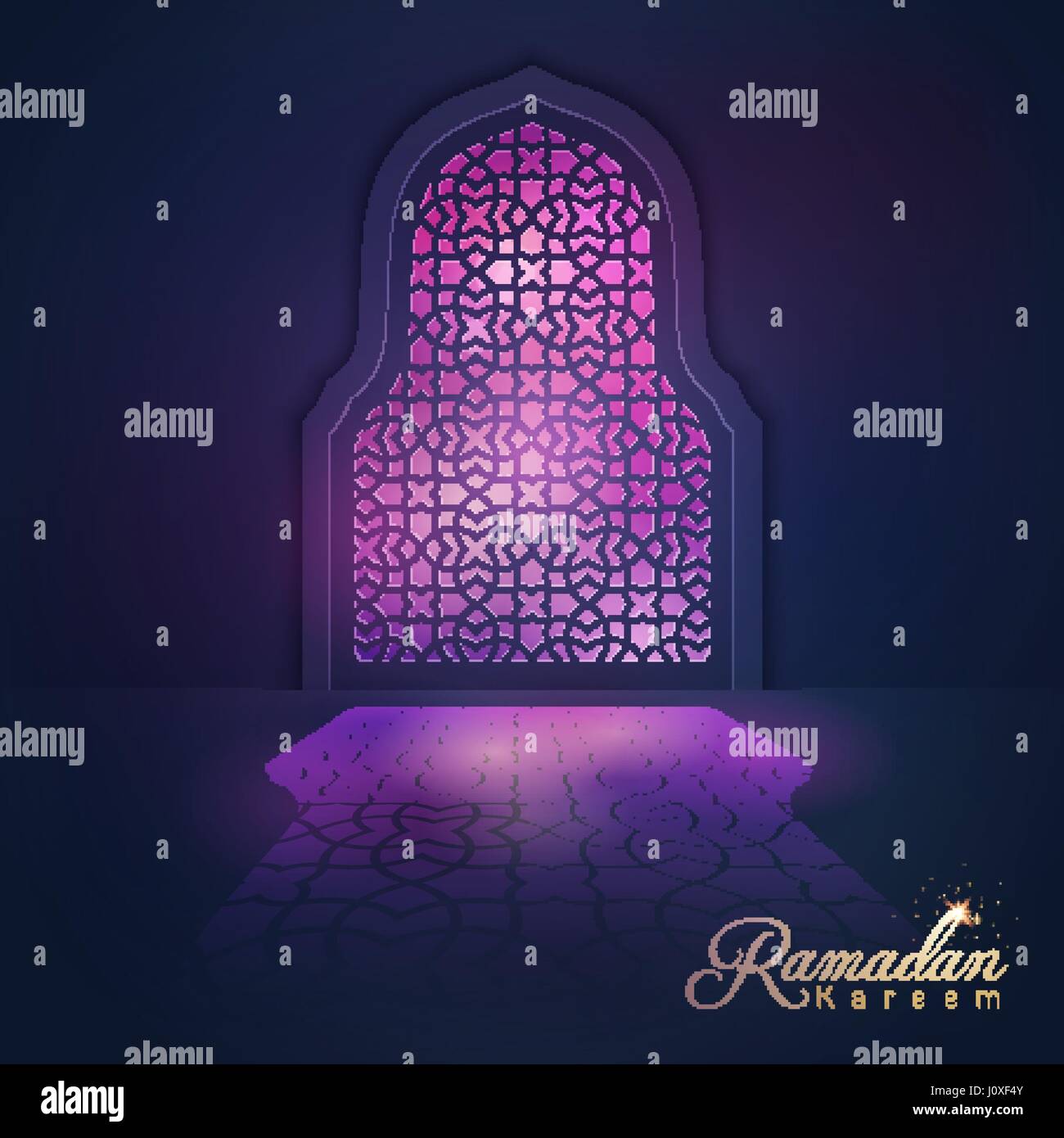Ramadan Kareem greeting background light mosque window Stock Vector ...