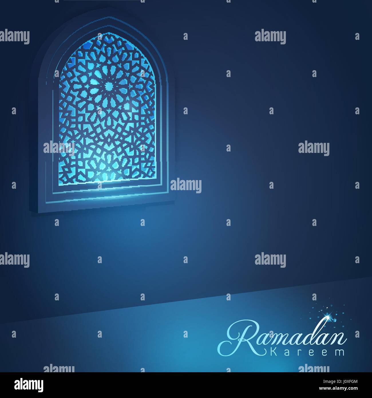 Ramadan Kareem Mosque window for islamic vector greeting background ...