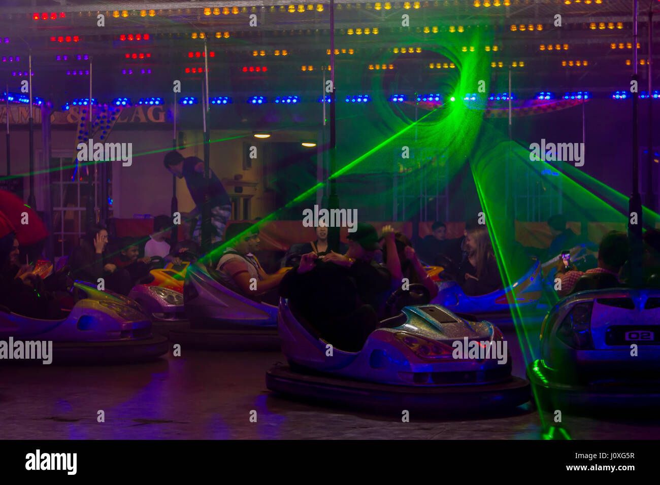 Fairground ride at night Stock Photo - Alamy