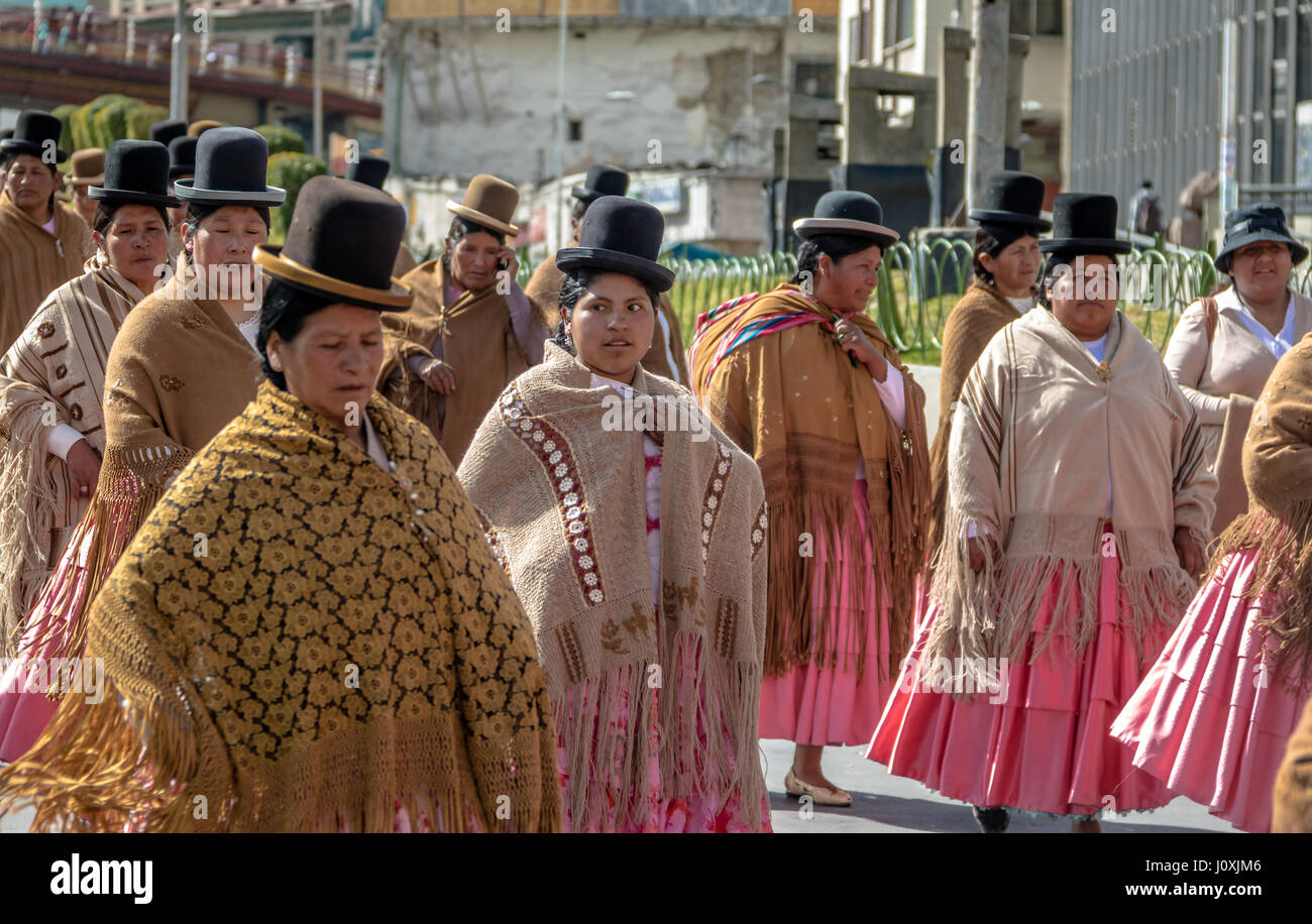 Traditional Women (Cholitas) in Typical Clothes during 1st of May Labor ...