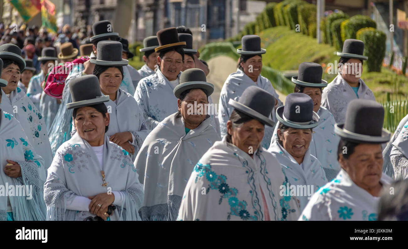 Traditional Women (Cholitas) in Typical Clothes during 1st of May Labor ...