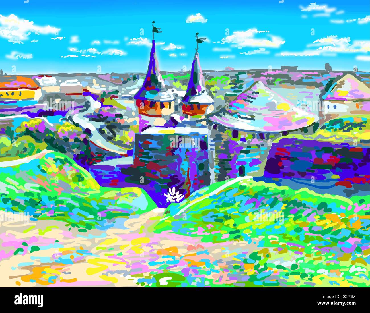 Medieval old architecture in Stock Vector Images - Alamy