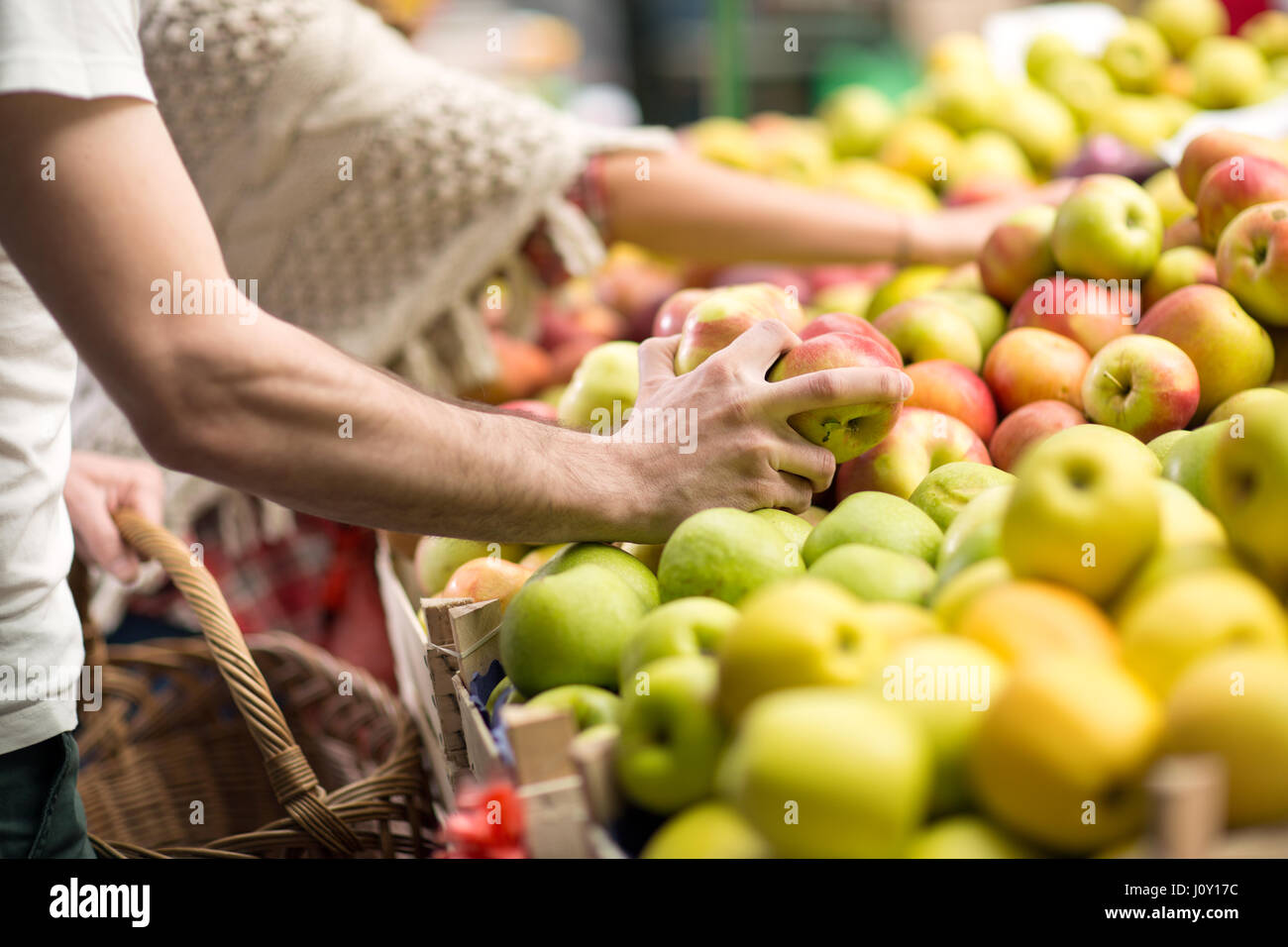 pick fresh apple in the market Stock Photo - Alamy