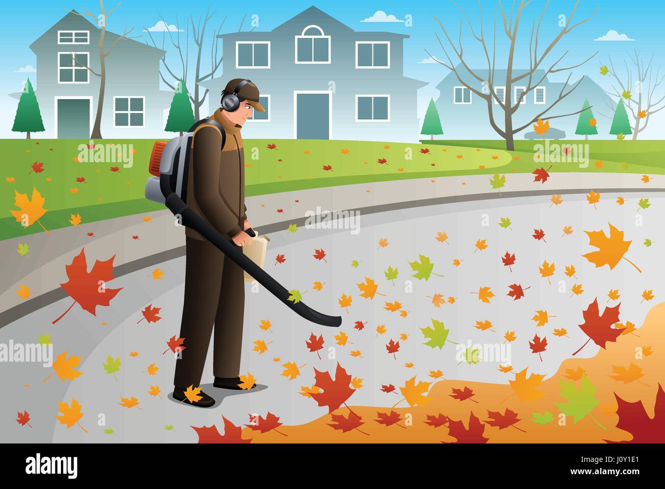 Leaf blower city Stock Vector Images - Alamy