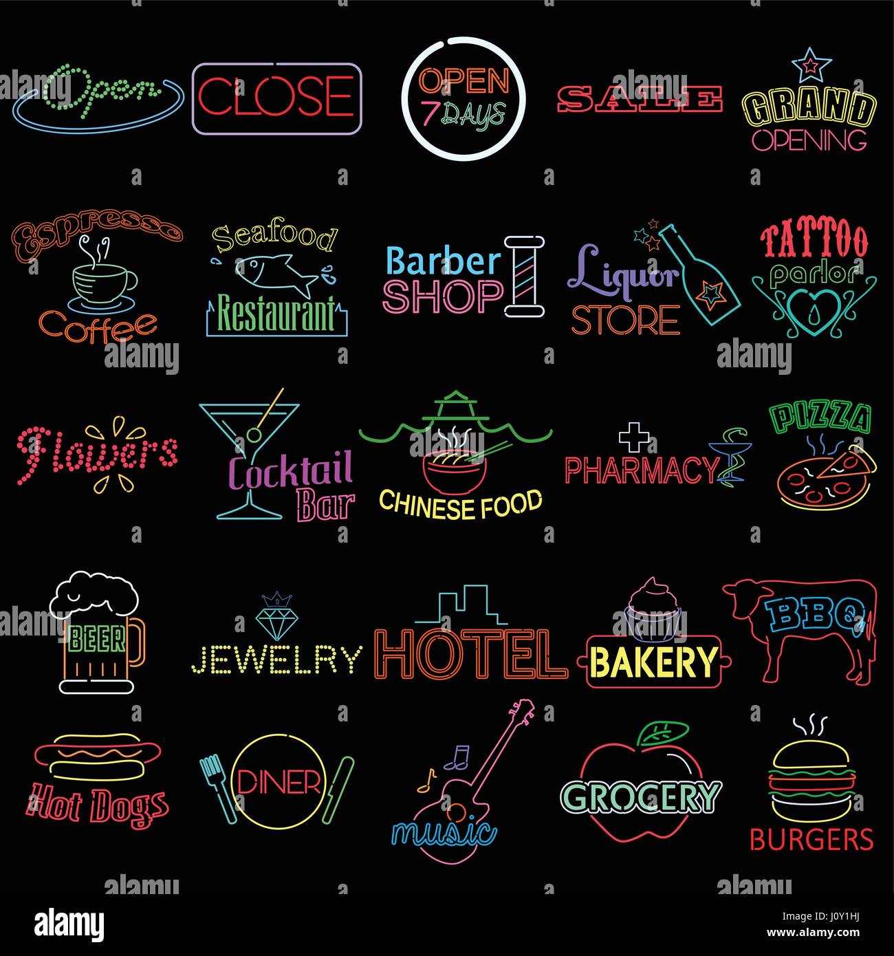 A vector illustration of icon of neon store signs Stock Vector Image ...