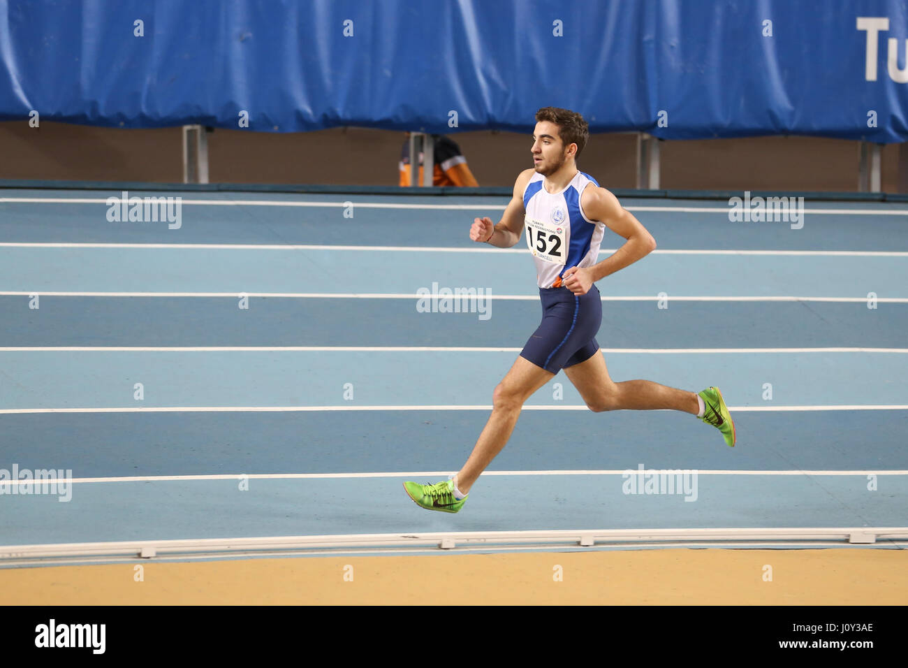 ISTANBUL, TURKEY - FEBRUARY 05, 2017: Athlete Gurkan Okul running ...