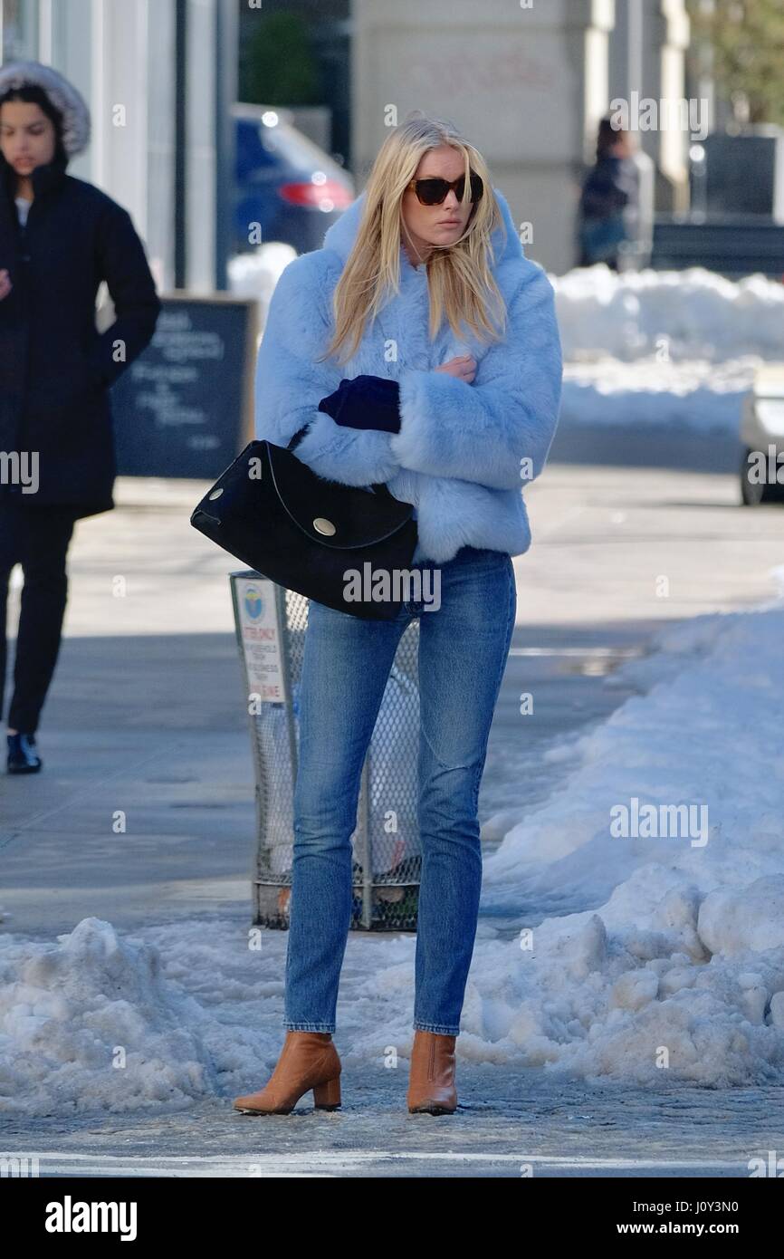 Elsa Hosk out on a snowy street in TriBeCa Featuring: Elsa Hosk Where ...