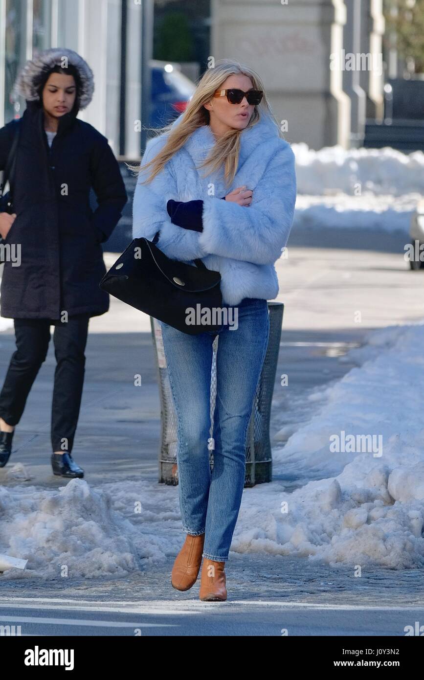 Elsa Hosk out on a snowy street in TriBeCa Featuring: Elsa Hosk Where ...