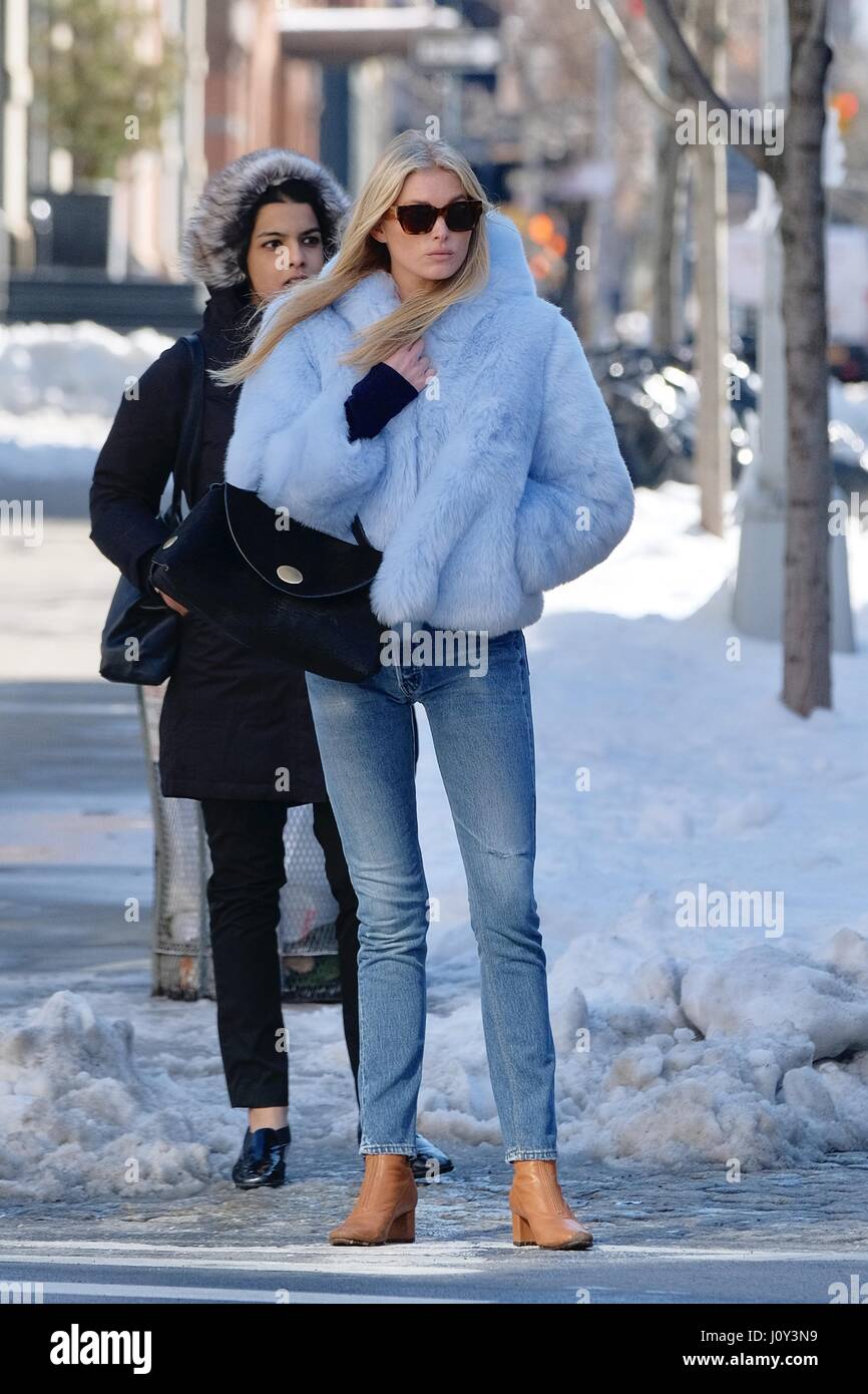 Elsa Hosk out on a snowy street in TriBeCa Featuring: Elsa Hosk Where ...