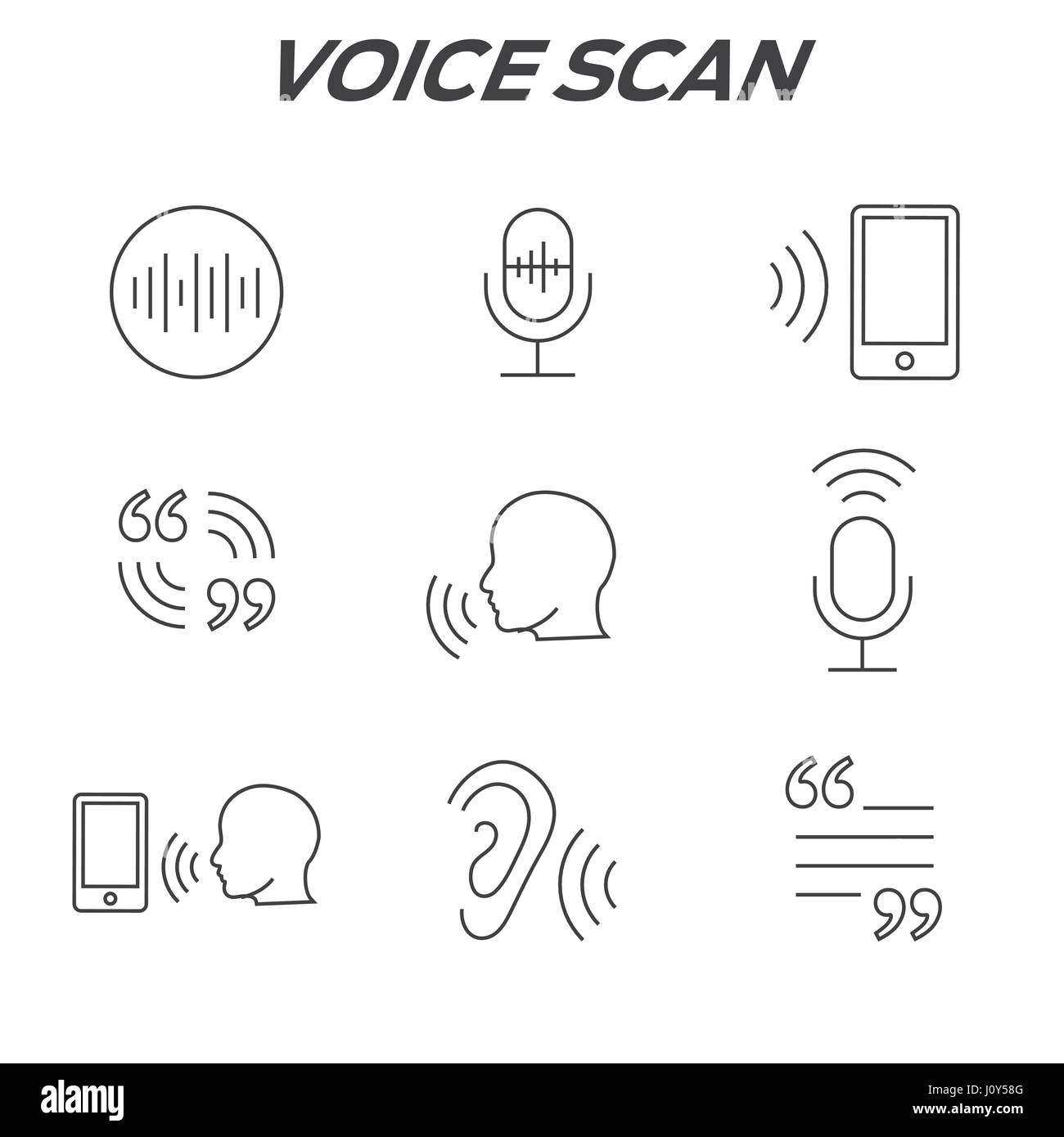 Voiceover or Voice Command Icon with Sound Wave Images Set Stock Vector ...