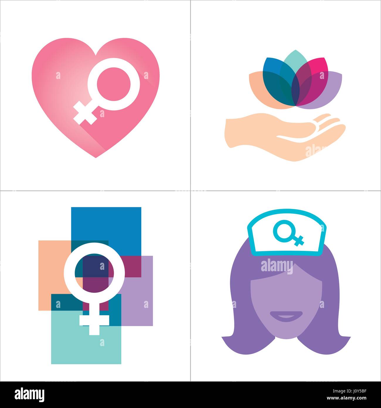 Colorful Women's Services Icon with Female Symbol Stock Vector Image ...