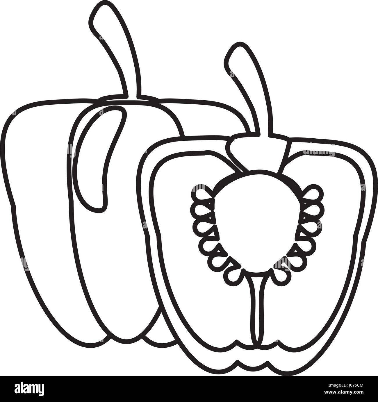 Sliced sweet pepper isolated Stock Vector Images - Alamy