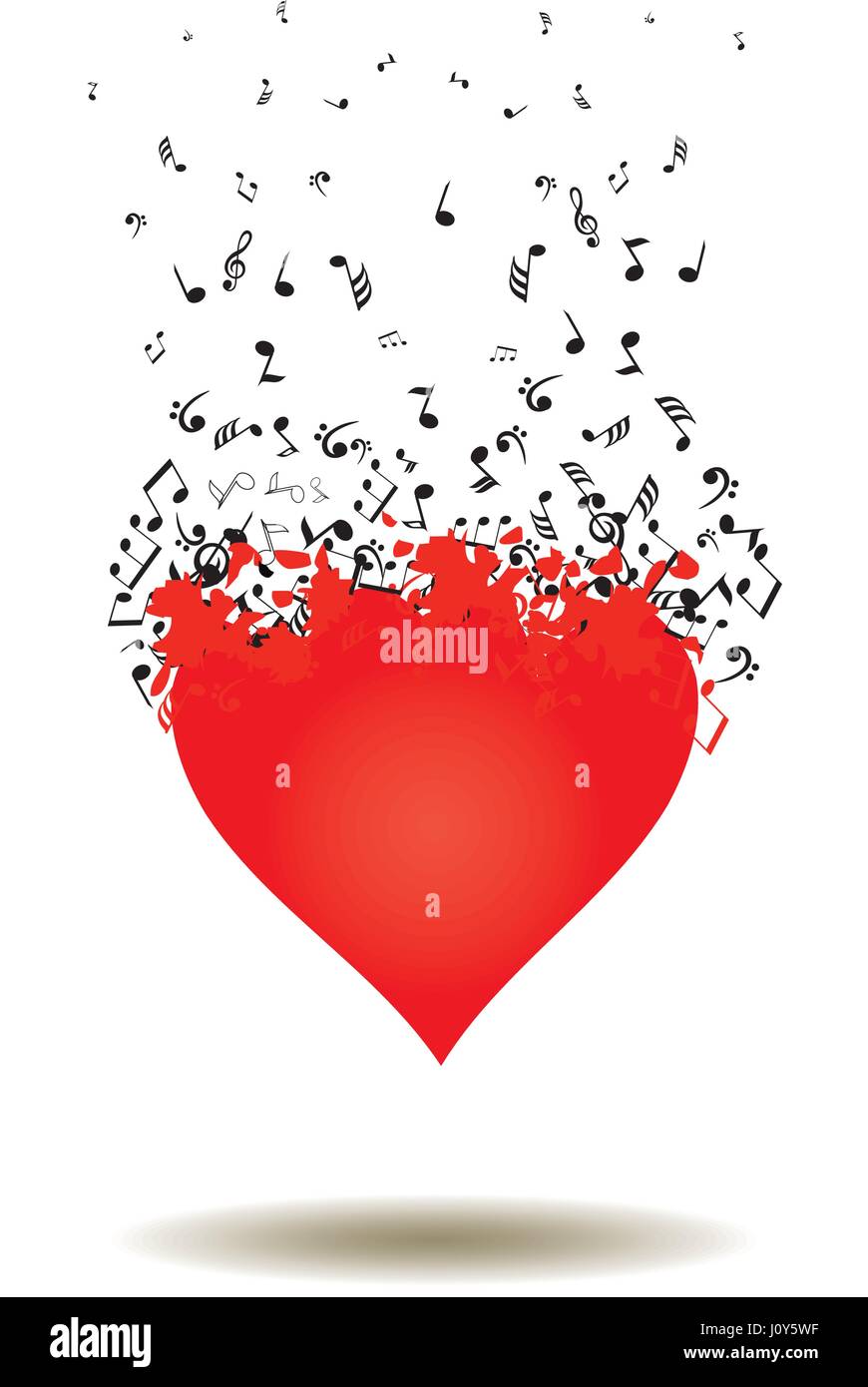 Red hearts and music notes Stock Vector Images - Alamy