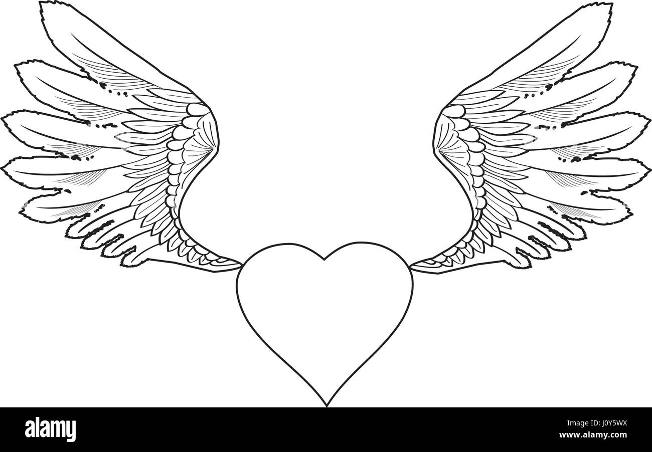 Winged Heart Drawings