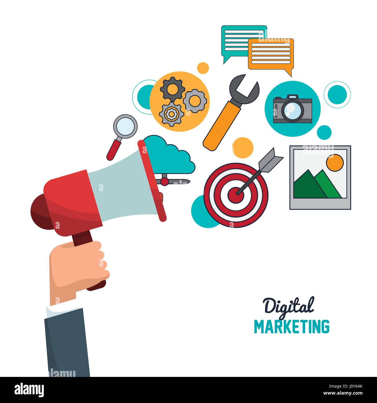 Hand holding speaker digital Cut Out Stock Images & Pictures - Alamy